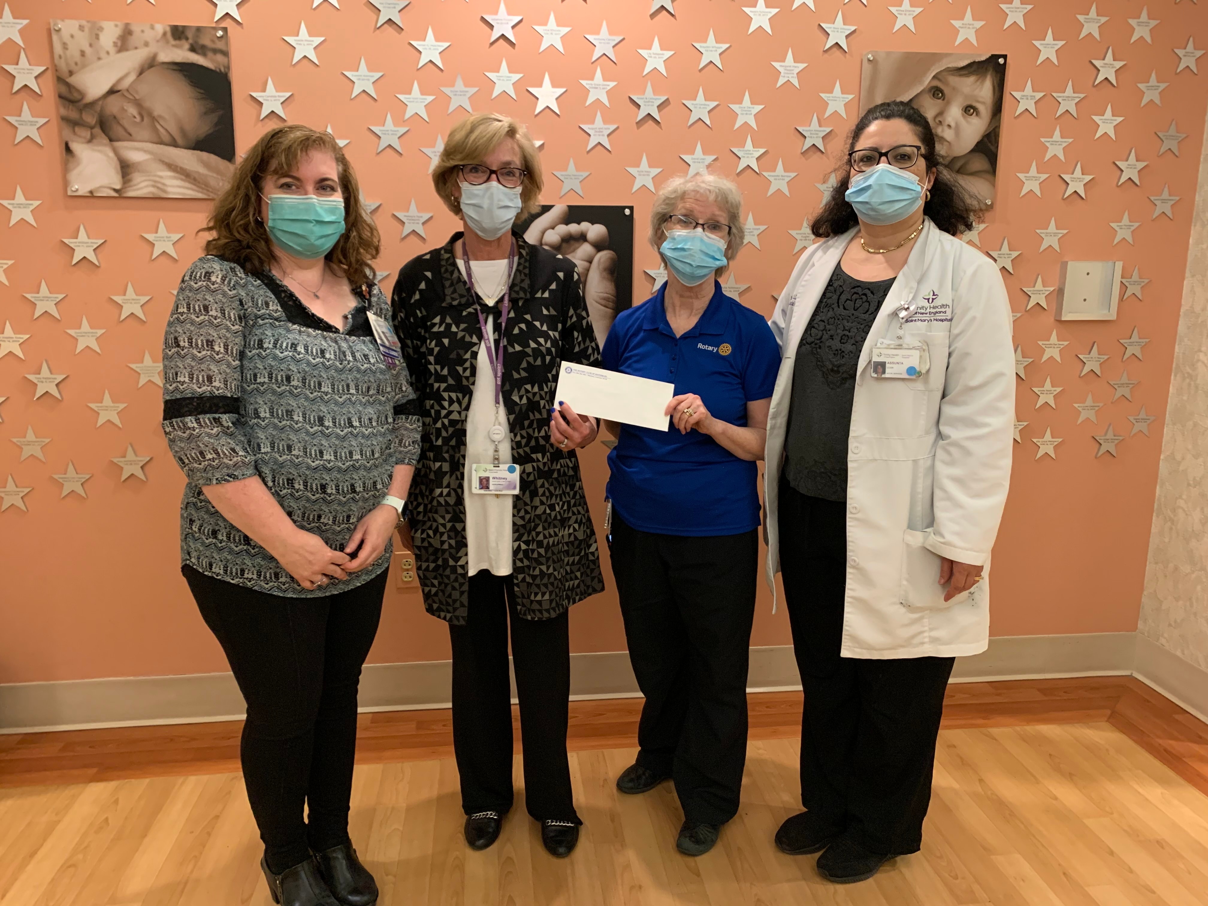 The Rotary Club of Waterbury donates $1,000 to Saint Mary's Hospital